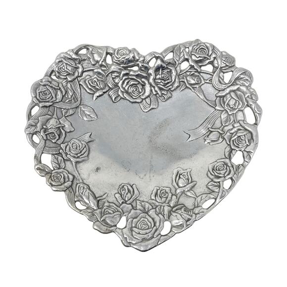 Arthur Court | Accents | Vintage Arthur Court Silver Heart Shaped Roses ...